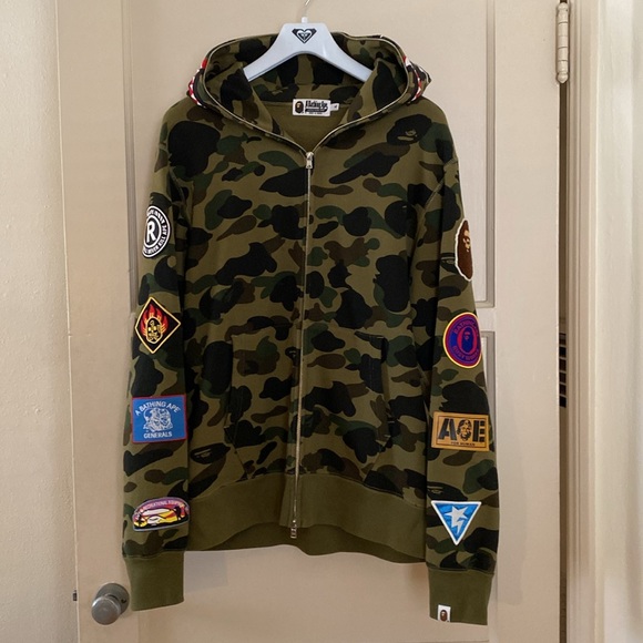Bape | Sweaters | Bape Camo Hoodie With Patches Mens Xl | Poshmark